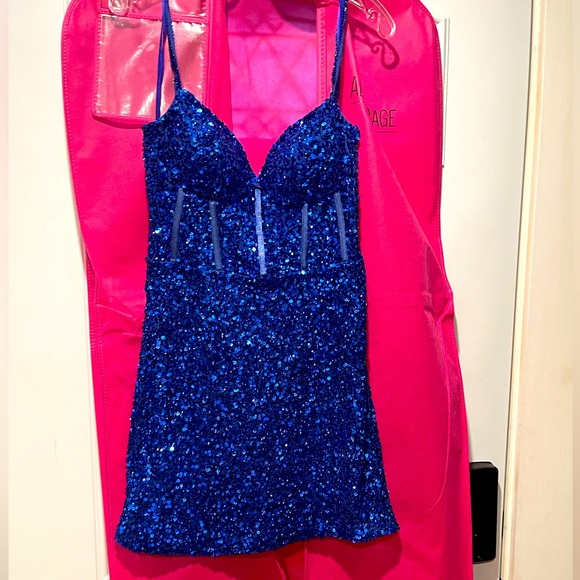 Dresses | Midnight Blue Sequin Cocktail Dress | Poshmark